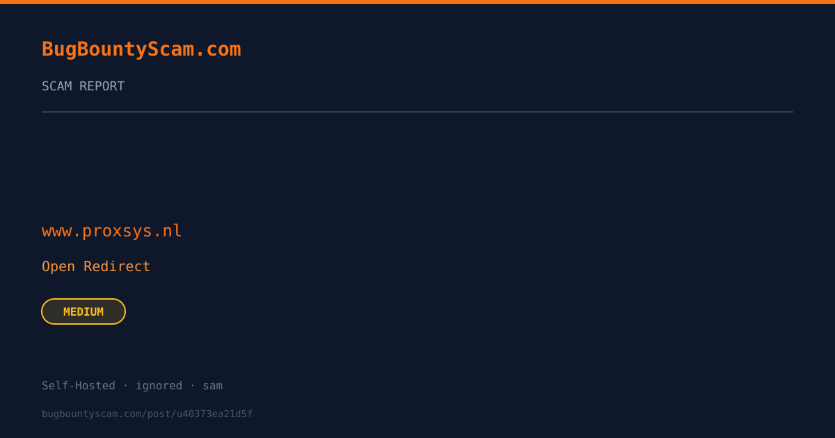 www.proxsys.nl — | BugBountyScam